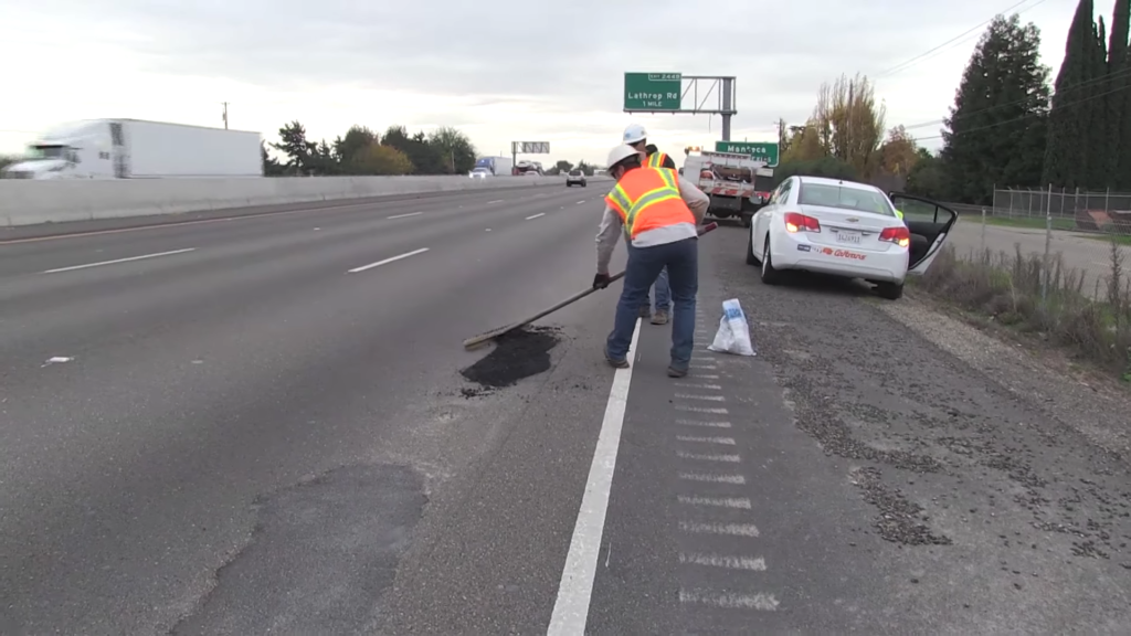 Caltrans uses new pothole patching material to fix roads with minimal ...